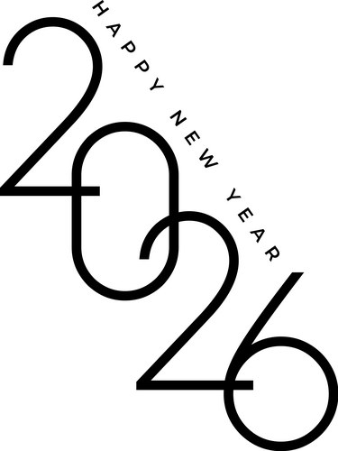 Happy New Year 2026 Minimalist Outline – Royalty-Free Vector | VectorStock