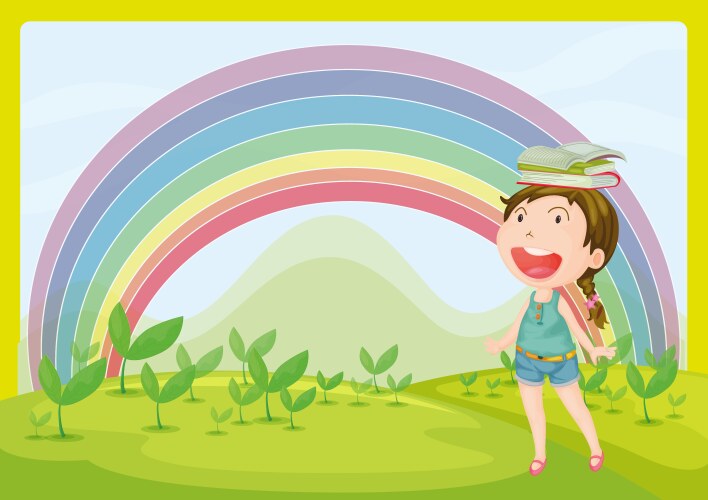 Jogging rainbow girl Royalty Free Vector Image