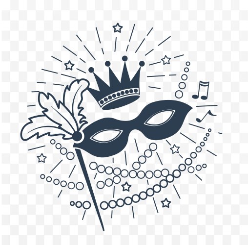 Mardi Gras Black And White Clip Art
