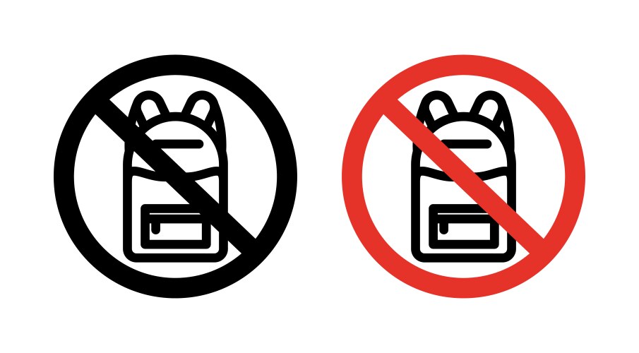 No backpacks allowed sign icon set prohibition Vector Image