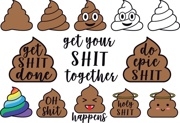 Set of cute poop emoji Royalty Free Vector Image