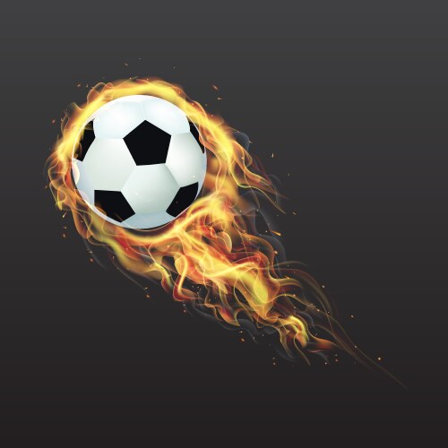 Flying soccer ball on fire isolated black Vector Image