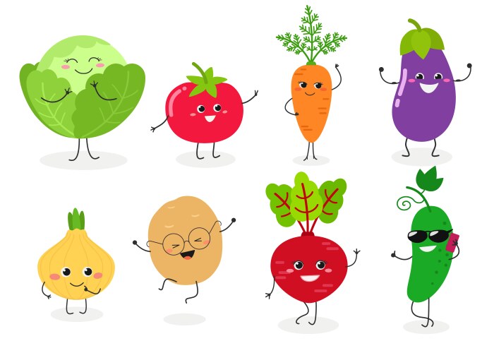 Cartoon vegetables characters Royalty Free Vector Image