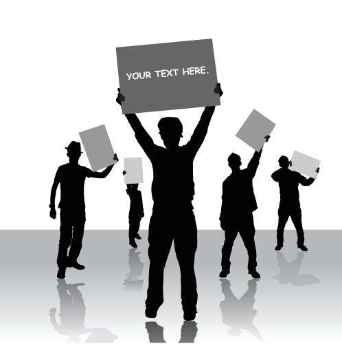 People holding sign Royalty Free Vector Image - VectorStock