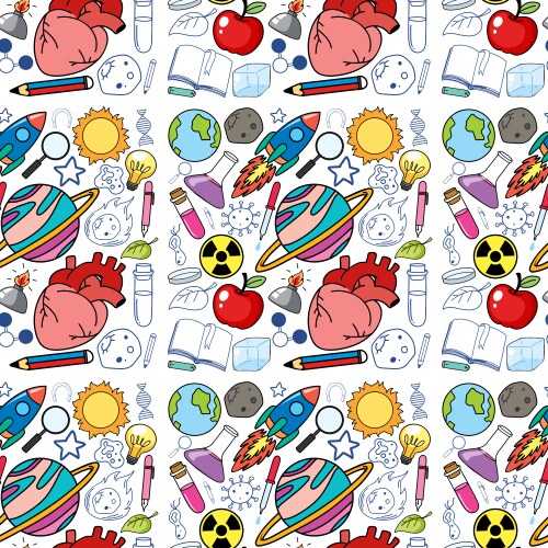 Science objects and icons seamless pattern Vector Image