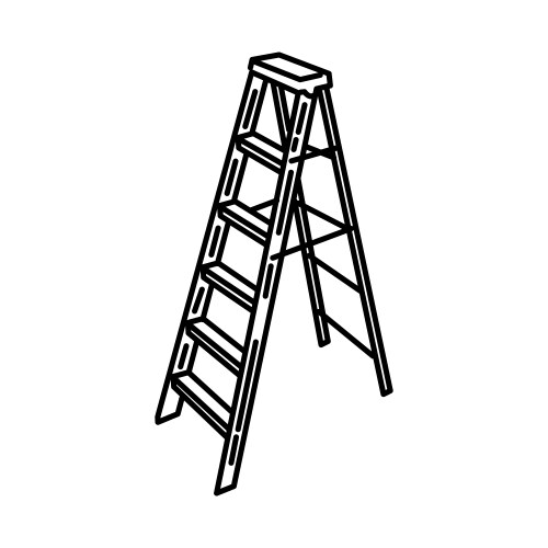 Technician step ladder safety cartoon Royalty Free Vector