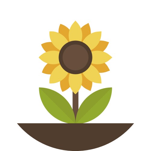 Sunflower cute icon in flat style on white Vector Image