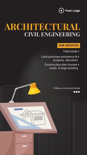 Architecture civil engineering portrait template Vector Image