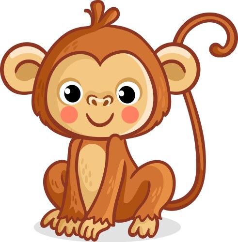 Monkey cub on a white background Royalty Free Vector Image