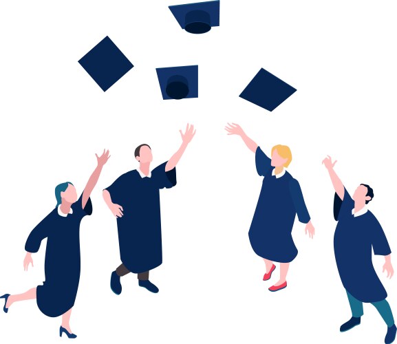 Seamless border with graduate students Royalty Free Vector