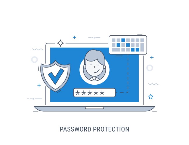 Secure login with password protection on desktop Vector Image