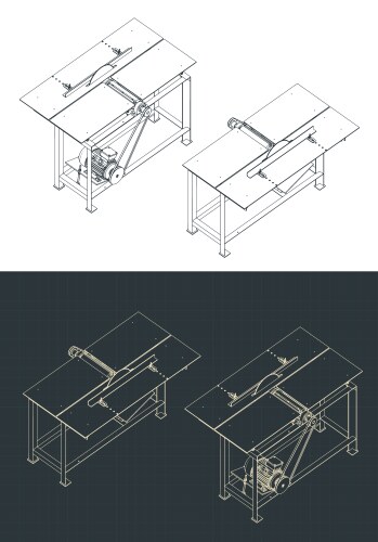 Table saw isometric drawings Royalty Free Vector Image