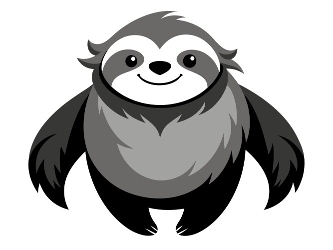 Happy sloth silhouette black and grey c Royalty Free Vector