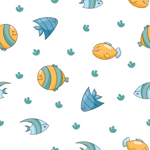 Cartoon aquatic animals seamless pattern fish Vector Image