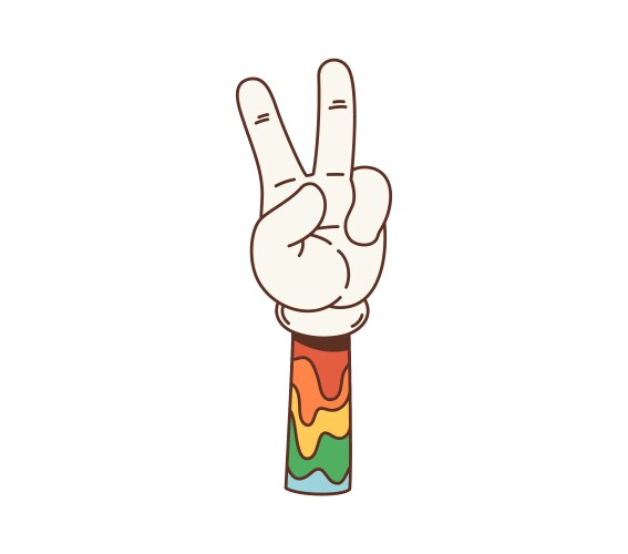 Groovy cartoon retro melted peace sign 70s hippie Vector Image