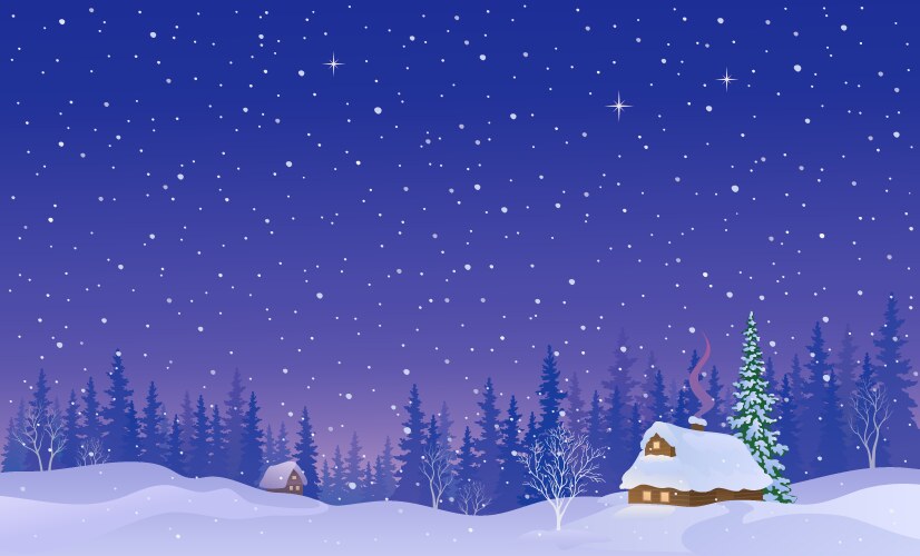 Winter night panoramic Royalty Free Vector Image