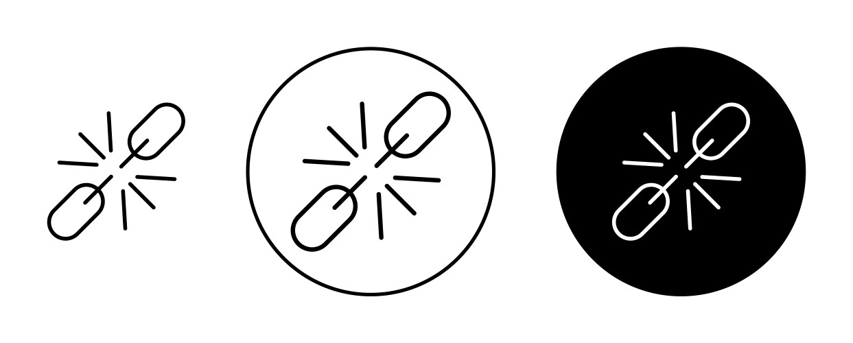 Broken link icon set on white background Vector Image