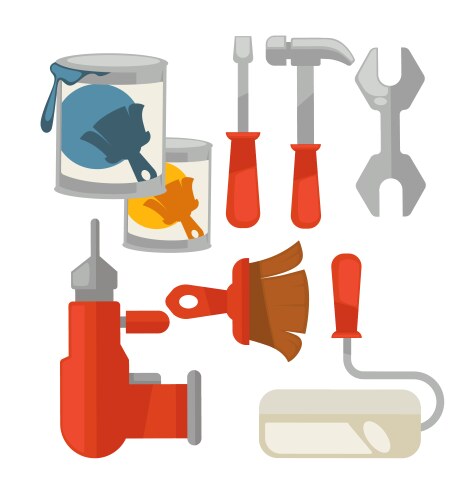 Set of diy cartoon tools Royalty Free Vector Image