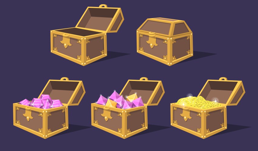 Treasure Chest Open Closed Vector Images (over 930)
