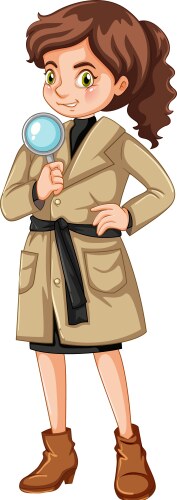 Female detective with magnifying glass Royalty Free Vector