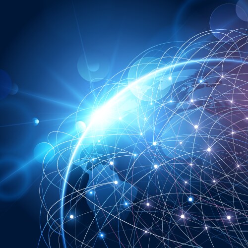 Modern globe network blue background Royalty Free Vector
