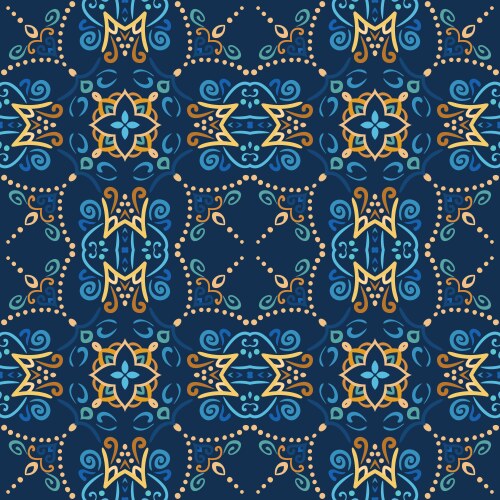 Blue arabesque patterns Royalty Free Vector Image
