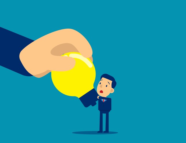 Clever business man and idea bulb Royalty Free Vector Image