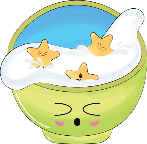 Happy cute bowl cartoon Royalty Free Vector Image