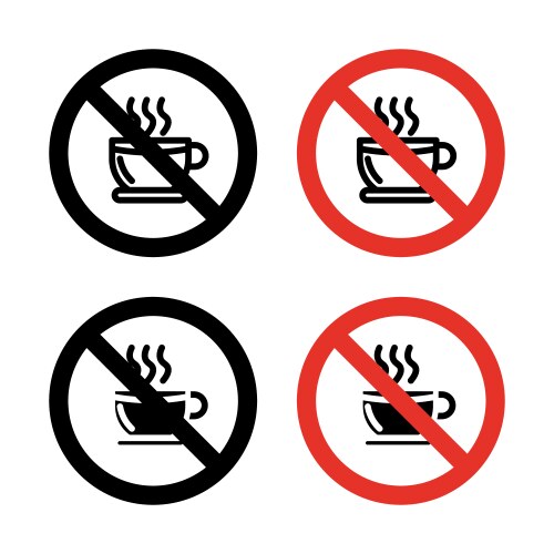 No coffee cup sign icon set prohibition Royalty Free Vector