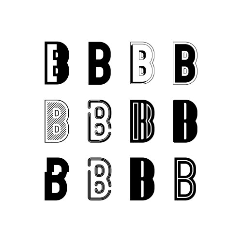 Set of alphabet font elements letter b Royalty Free Vector