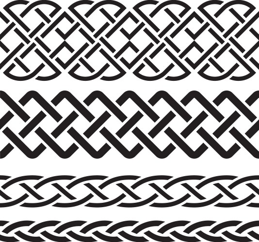 Celtic knots medieval borders set in black Vector Image