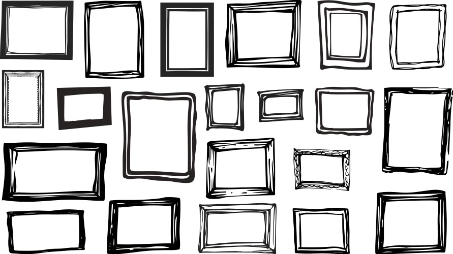 Doodle frames collection of hand drawn engraving Vector Image