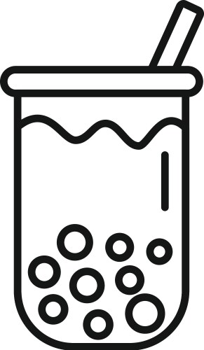 Bubble tea boba cup with tapioca pearls and straw Vector Image