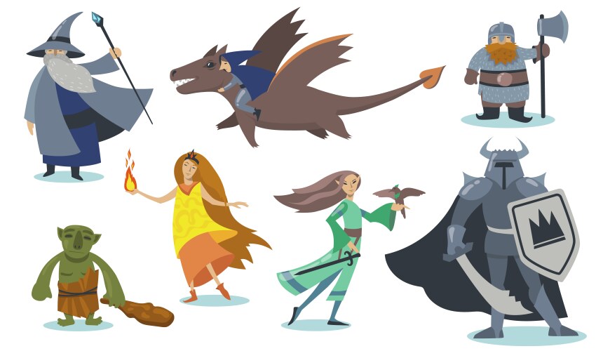 Viking Cartoon Scandinavian Mythologyy Characters Vector Image