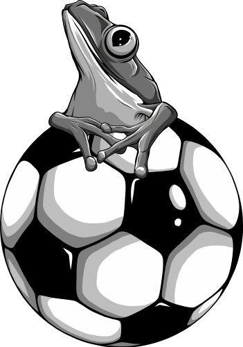 Frog sitting with a soccer ball Royalty Free Vector Image