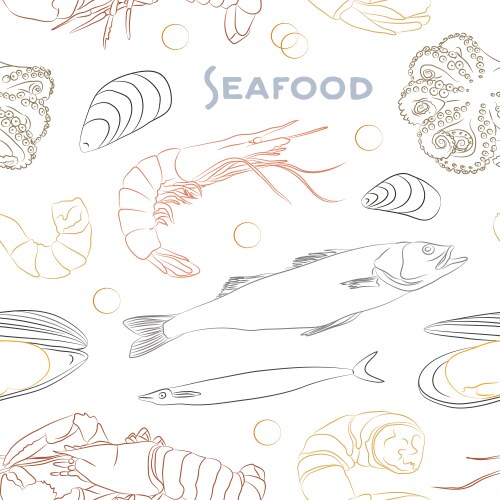 Outline seafood set Royalty Free Vector Image - VectorStock