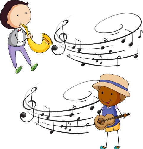 Music notes on scale Royalty Free Vector Image