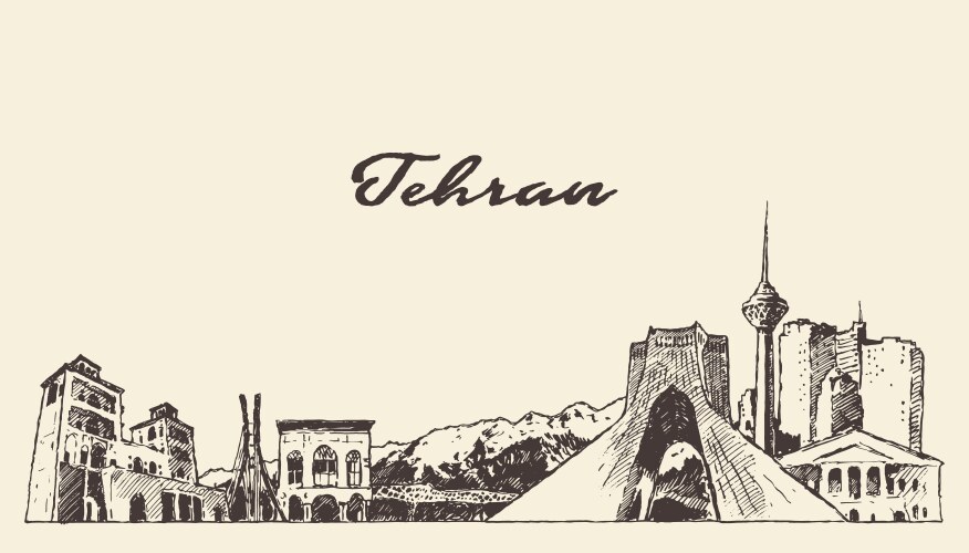 Tehran hand drawn skyline Royalty Free Vector Image