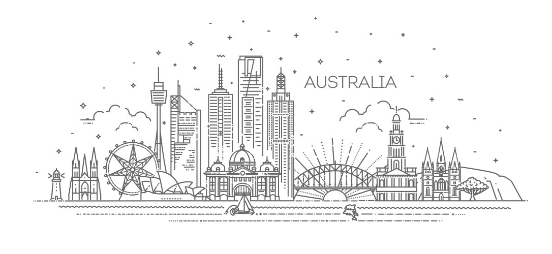 Australia architecture line skyline Royalty Free Vector