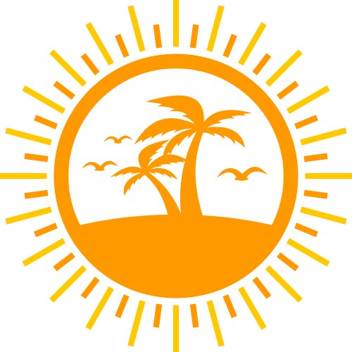 Gold tropical sun logo Royalty Free Vector Image