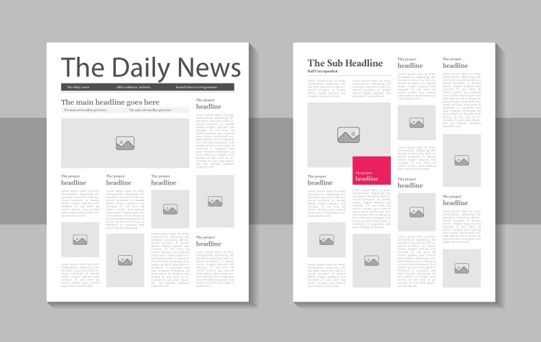 Design template of newspaper Royalty Free Vector Image