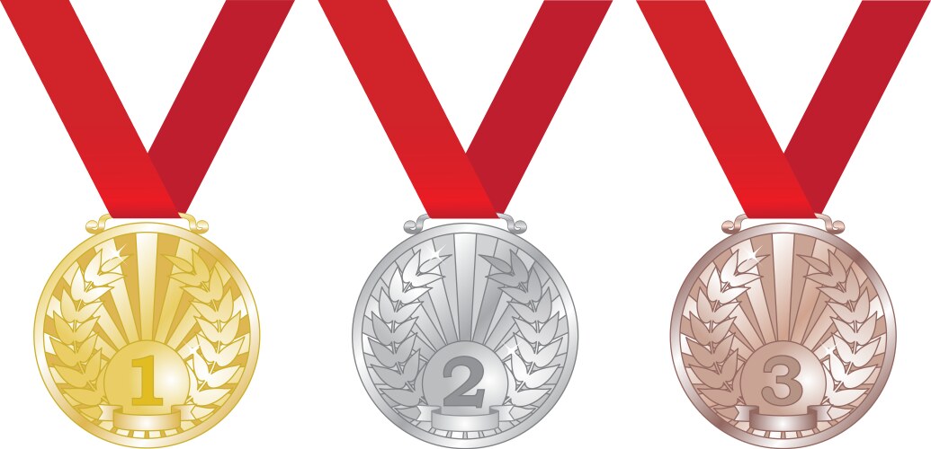 Gold silver bronze medals in flat style design Vector Image