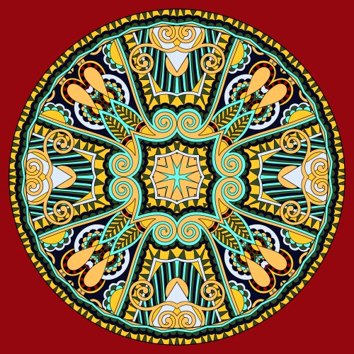 Decorative design of circle dish template Vector Image