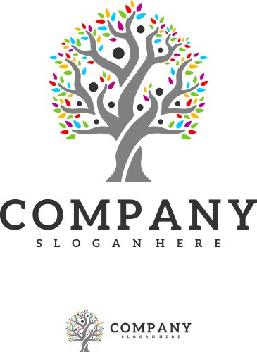 Hand print people tree symbol for community help Vector Image