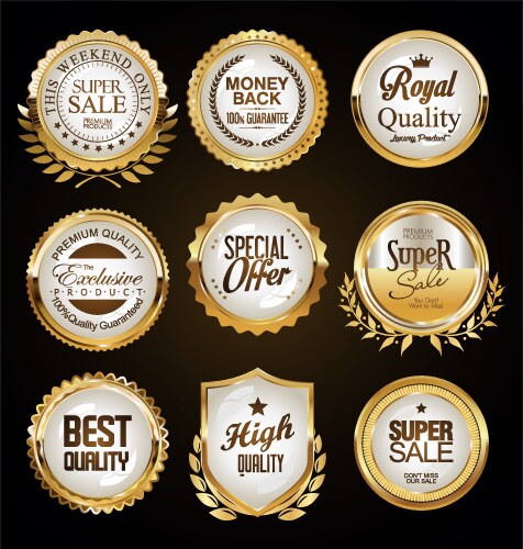 Golden sticker labels Royalty Free Vector Image