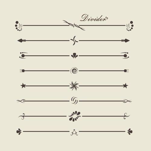 Calligraphic dividers and dashes Royalty Free Vector Image