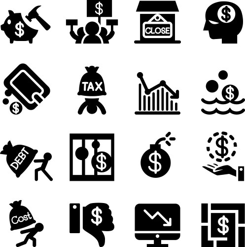 Business management and human resources icons set Vector Image
