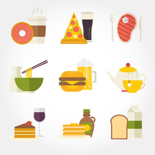 Fast food icon set Royalty Free Vector Image - VectorStock