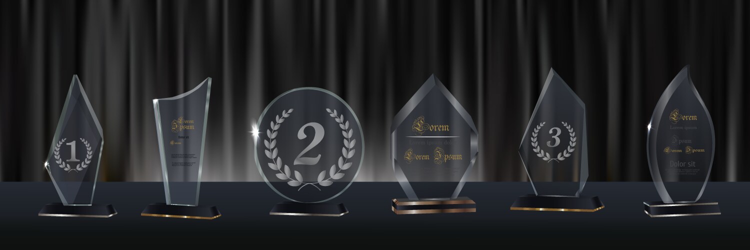 Realistic transparent glass trophy award Vector Image