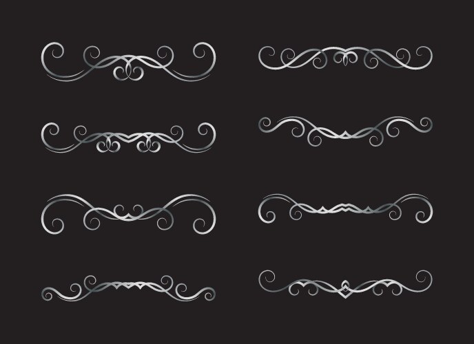 Decorative linear dividers set vintage Royalty Free Vector